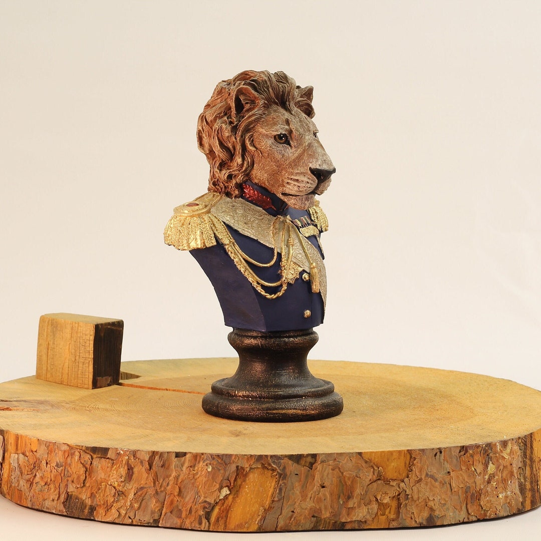 Napoleonic Lion Bust Statue: Hand-painted Military Decor - Etsy