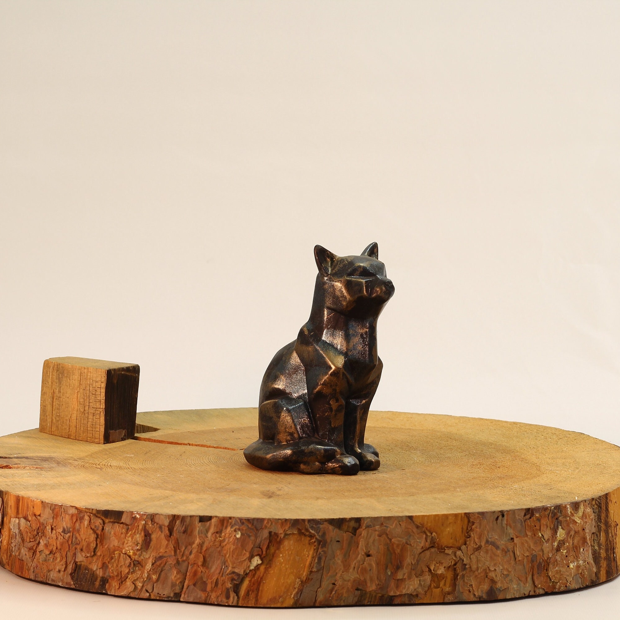 Cubic Cat Statue Minimalist Animal Art Shelf Decor - Etsy