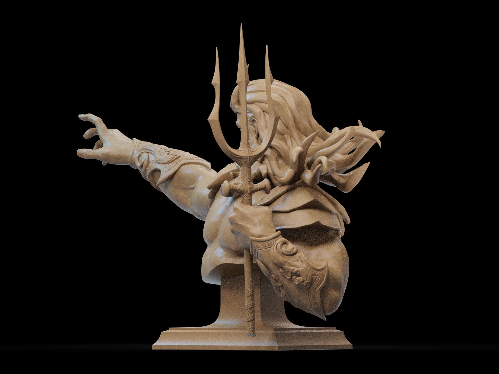 Fan-made Poseidon / Hand-painted Greek God Statue / Resin Collectible ...
