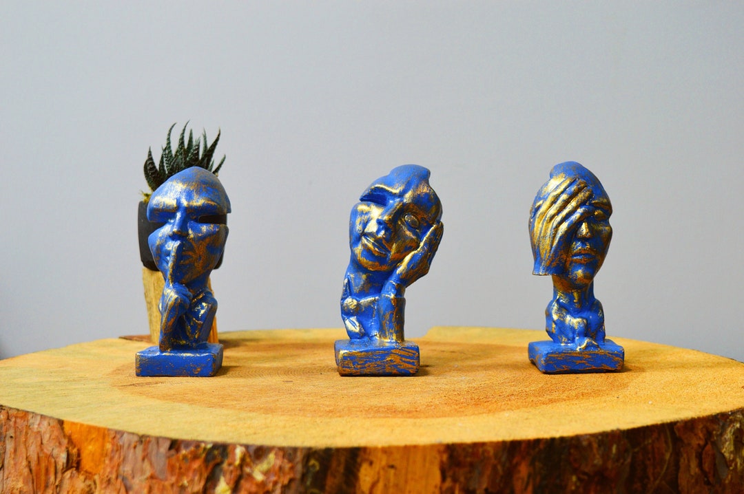 Abstract Faces See, Hear, Speak No Evil Statue - Etsy