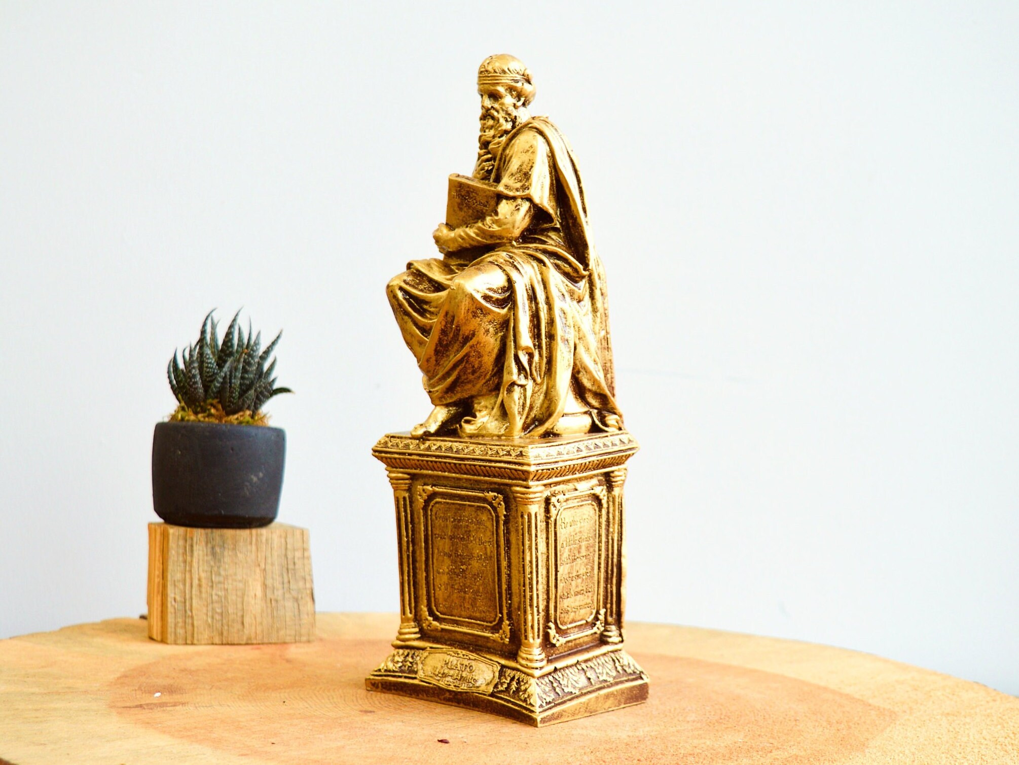 Plato Greek Father Of Philosophy Statue Alabaster Gold Tone Handmade ...