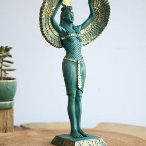 Handmade Egyptian Goddess Isis Statue, Green Resin Decor (34 Cm) - Etsy