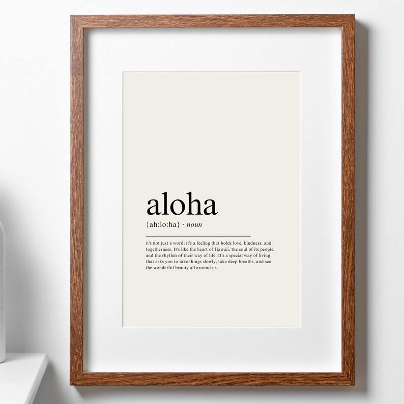 Aloha Definition Print, Aloha Quote Print, Wall Decor, Aloha Wall Art ...