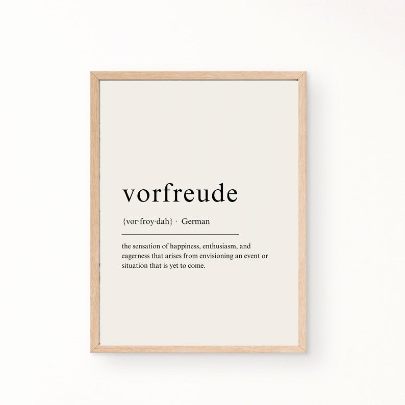 Vorfreude German Definition Printable, German Definition Print, German ...