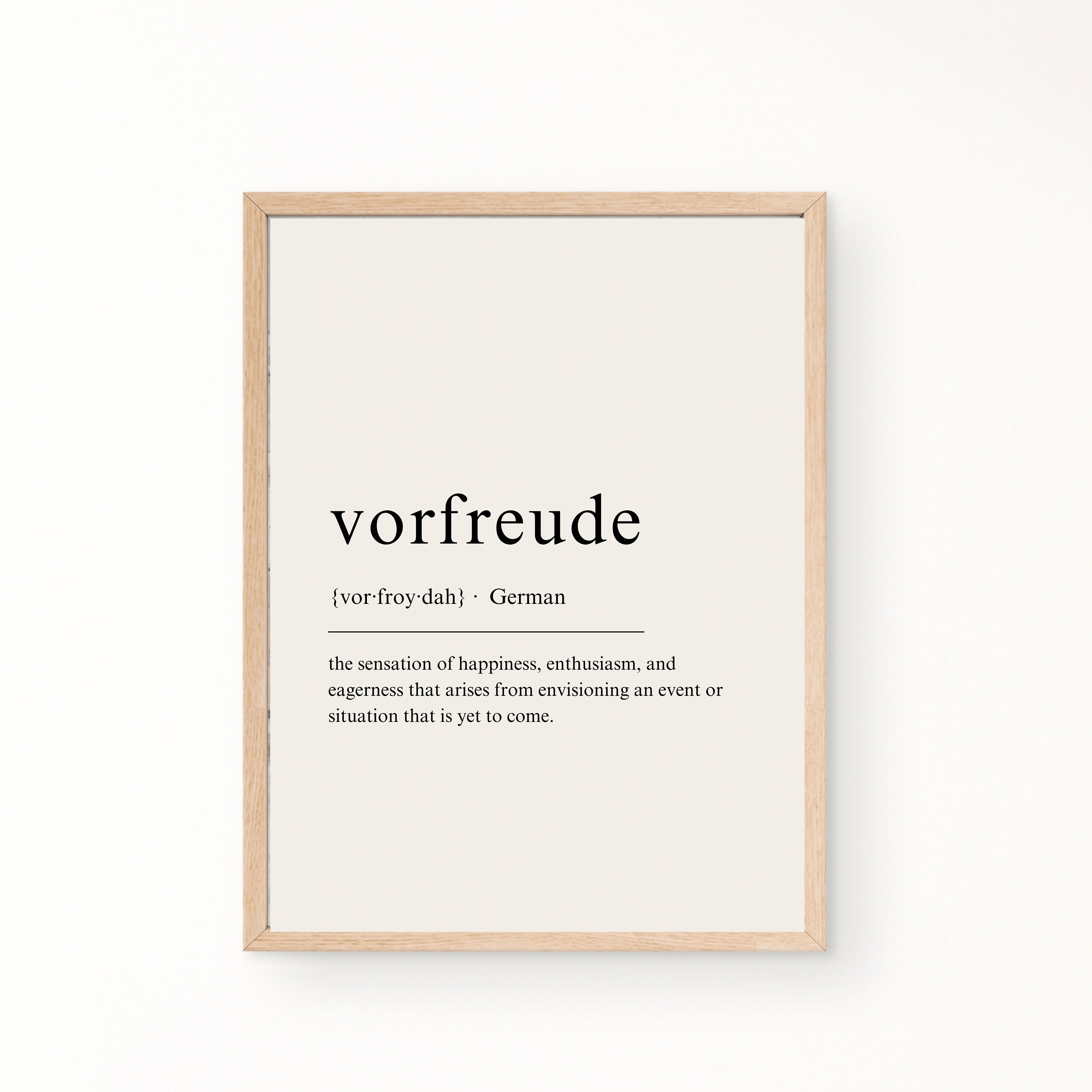 Vorfreude German Definition Printable, German Definition Print, German ...