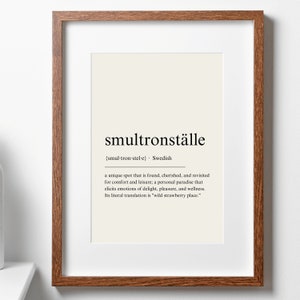 Smultronställe Definition Print, Swedish Definition Print ...