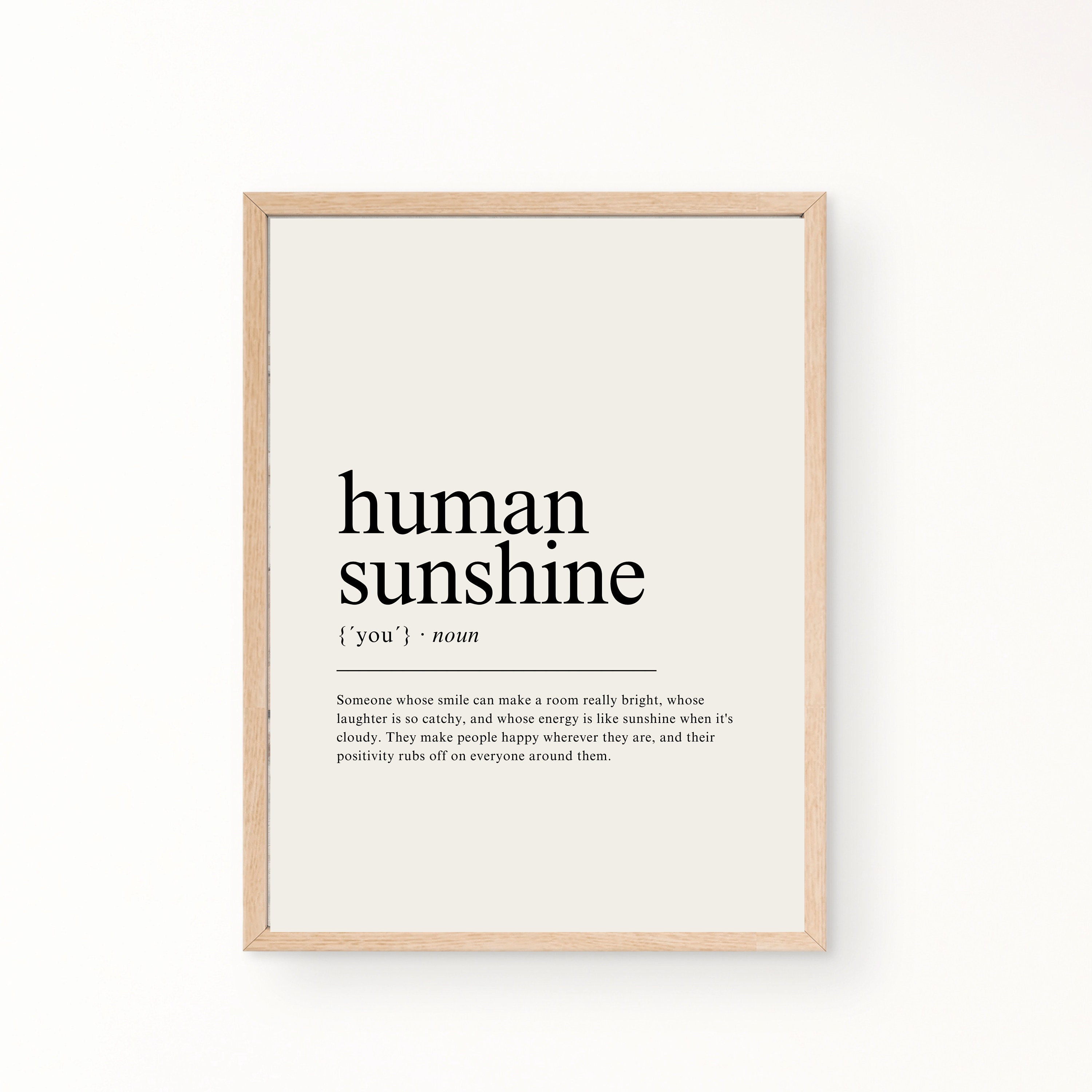 Human Sunshine Definition Print, Dictionary Print, Minimalist Poster ...