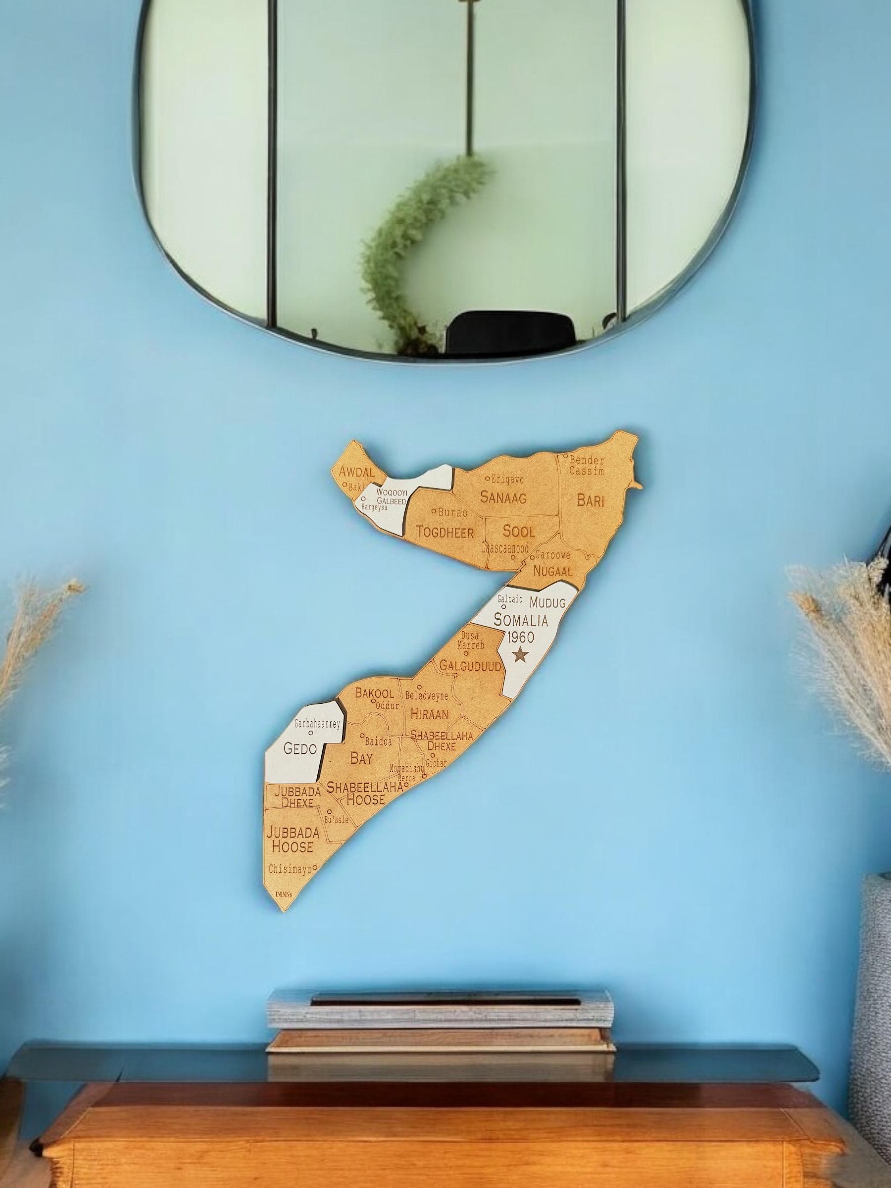 Wooden Somalia Map: Push Pin Wall Art, Islamic Decor - Etsy