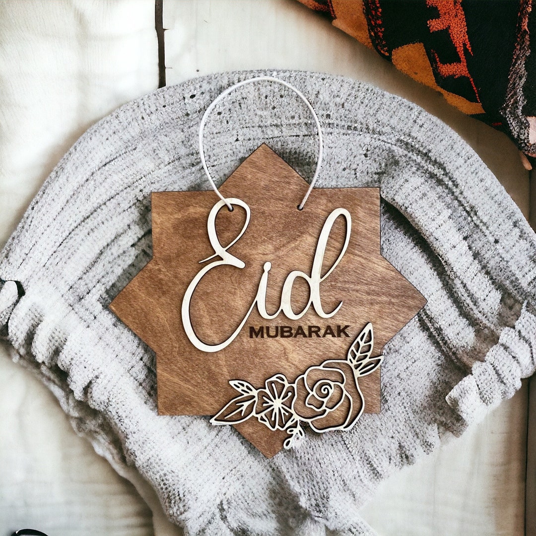 Beautiful Ramadan or Eid Sign in Walnut Ramadan Decor Eid Mubarak Sign ...