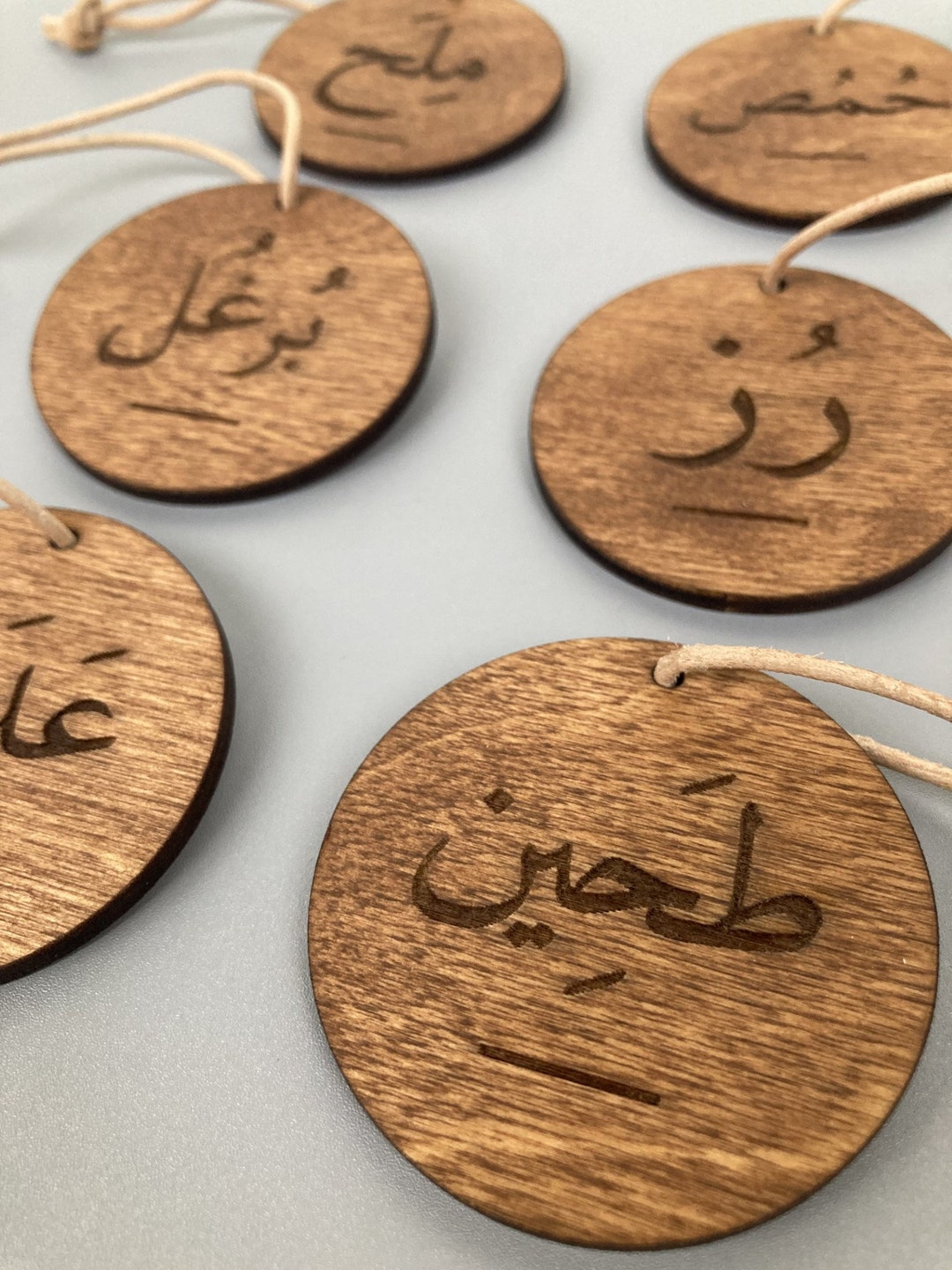 Pantry Labels Arabic Tags in Set of 6 Kitchen Tags Walnut Wood - Etsy