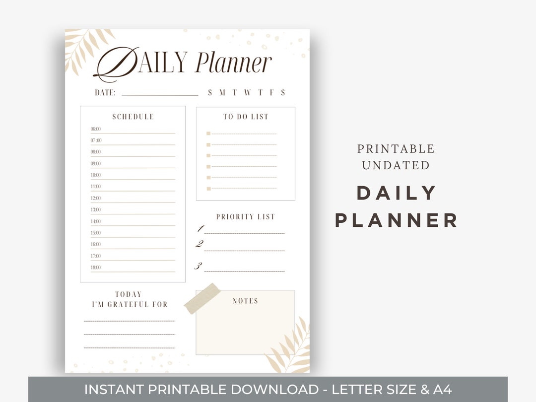 Fillable Daily Hourly Planner Printable, Productivity Planner (PDF, PNG ...