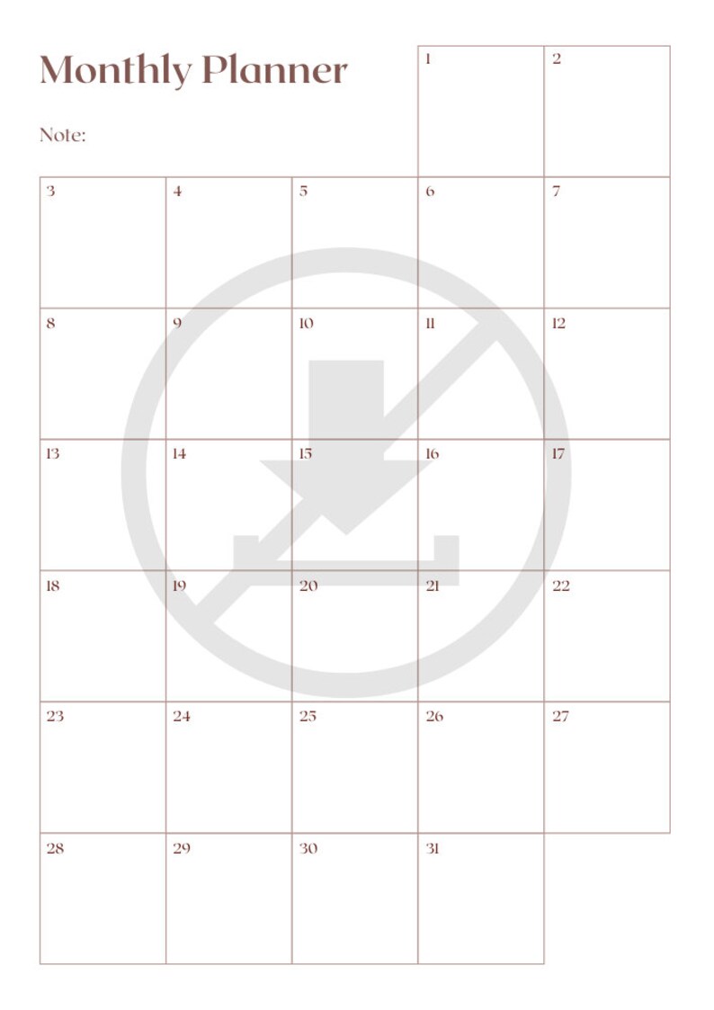 Monthly Blank Calendar, Simple Calendar, Printable Calendar Pages ...