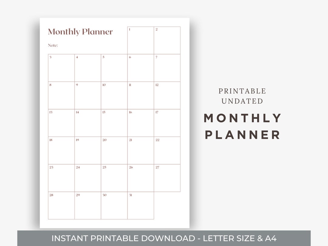 Monthly Blank Calendar, Simple Calendar, Printable Calendar Pages ...