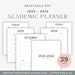 Academic Planner Printable PDF 39 Pages, 2023 August to 2024 December ...