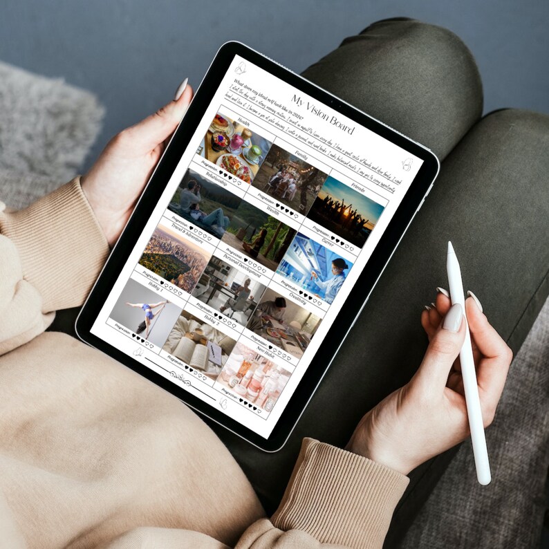 2024 Progression Vision Board, Editable Canva Vision Board, 2024 Vision ...