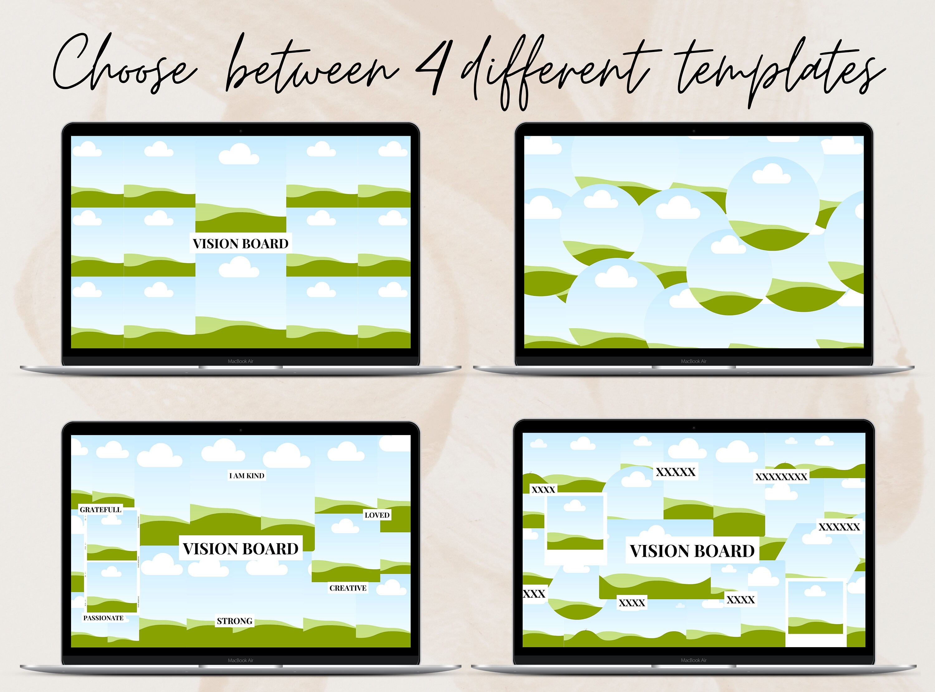 Desktop Vision Board Bundle, Editable Canva Vision Boards, 2025 Dream ...