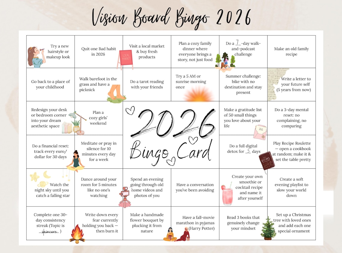 2026 Vision Board Bingo Card - Etsy