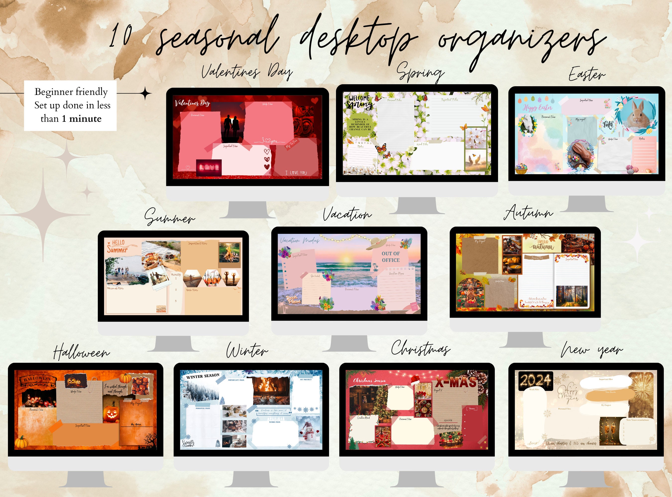 Desktop Organizer, Summer Wallpaper, Mac & Windows, Digital Wallpaper ...