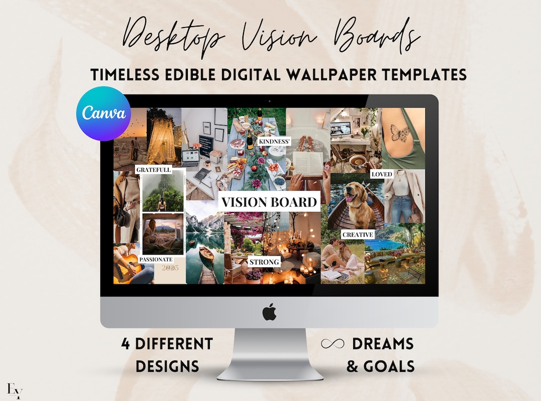 Desktop Vision Board Bundle, Editable Canva Vision Boards, 2025 Dream ...