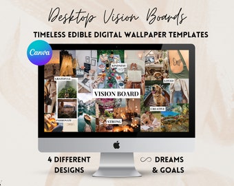 Digital Vision Board Desktop Wallpaper & Printable Customizable Canva ...