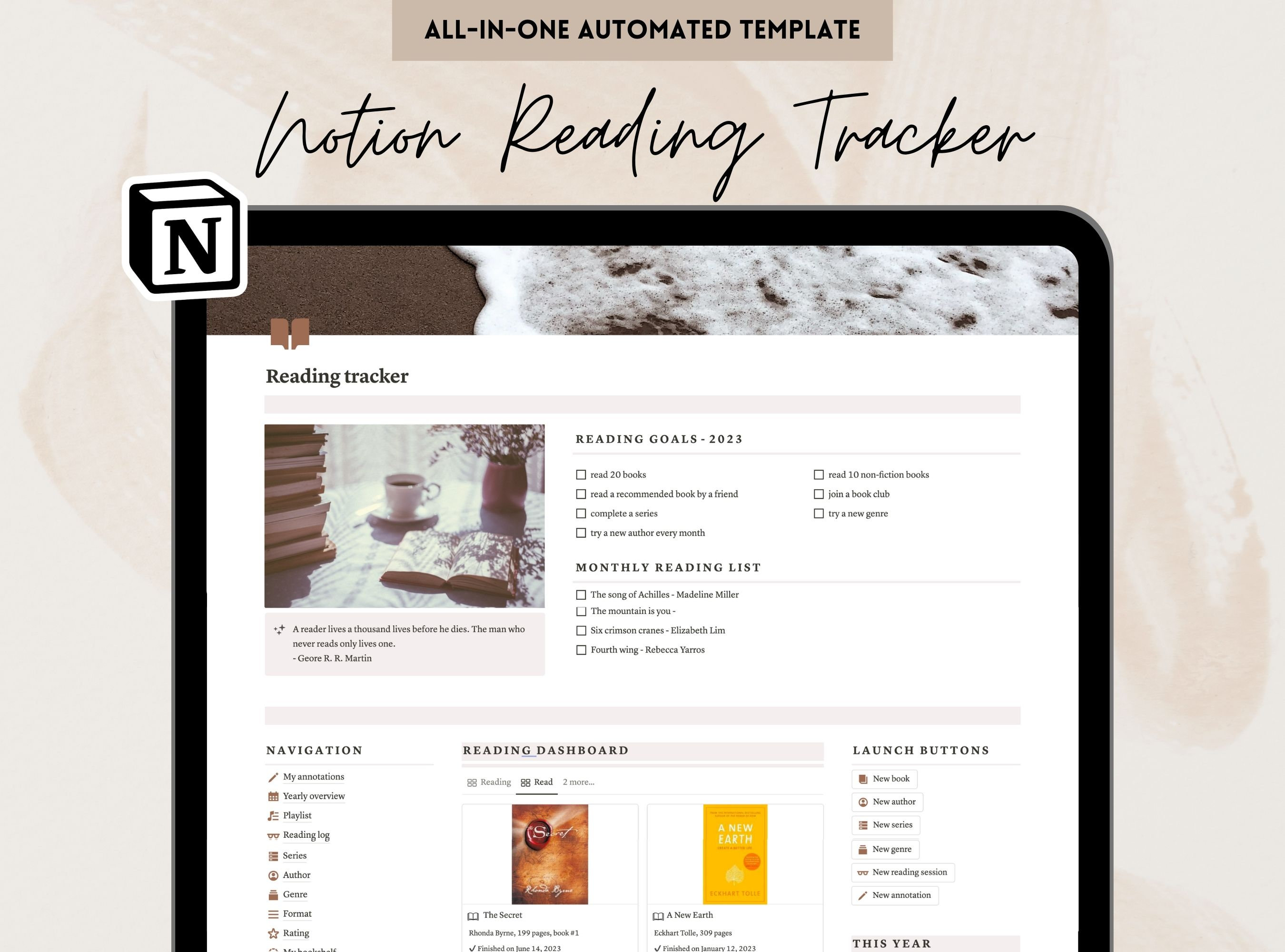 2024 Digital Notion Reading Tracker Template I Reading Log Journal I ...