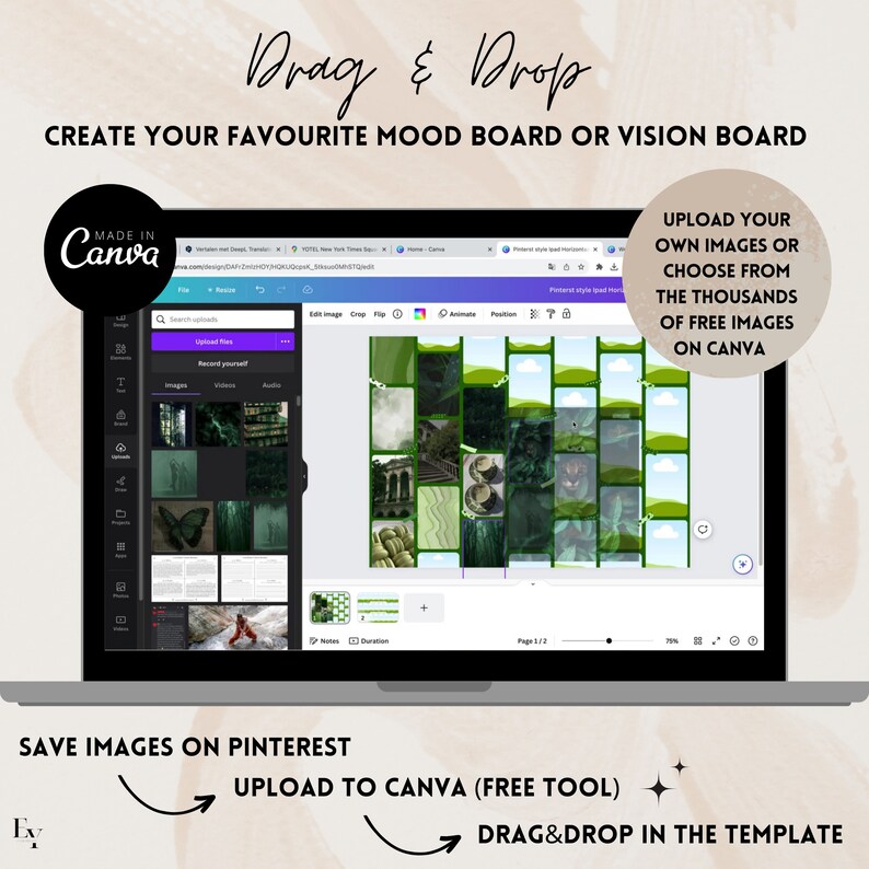 Pinterest Mood Boards, Editable Canva Vision Board, 2024 Dream Board ...