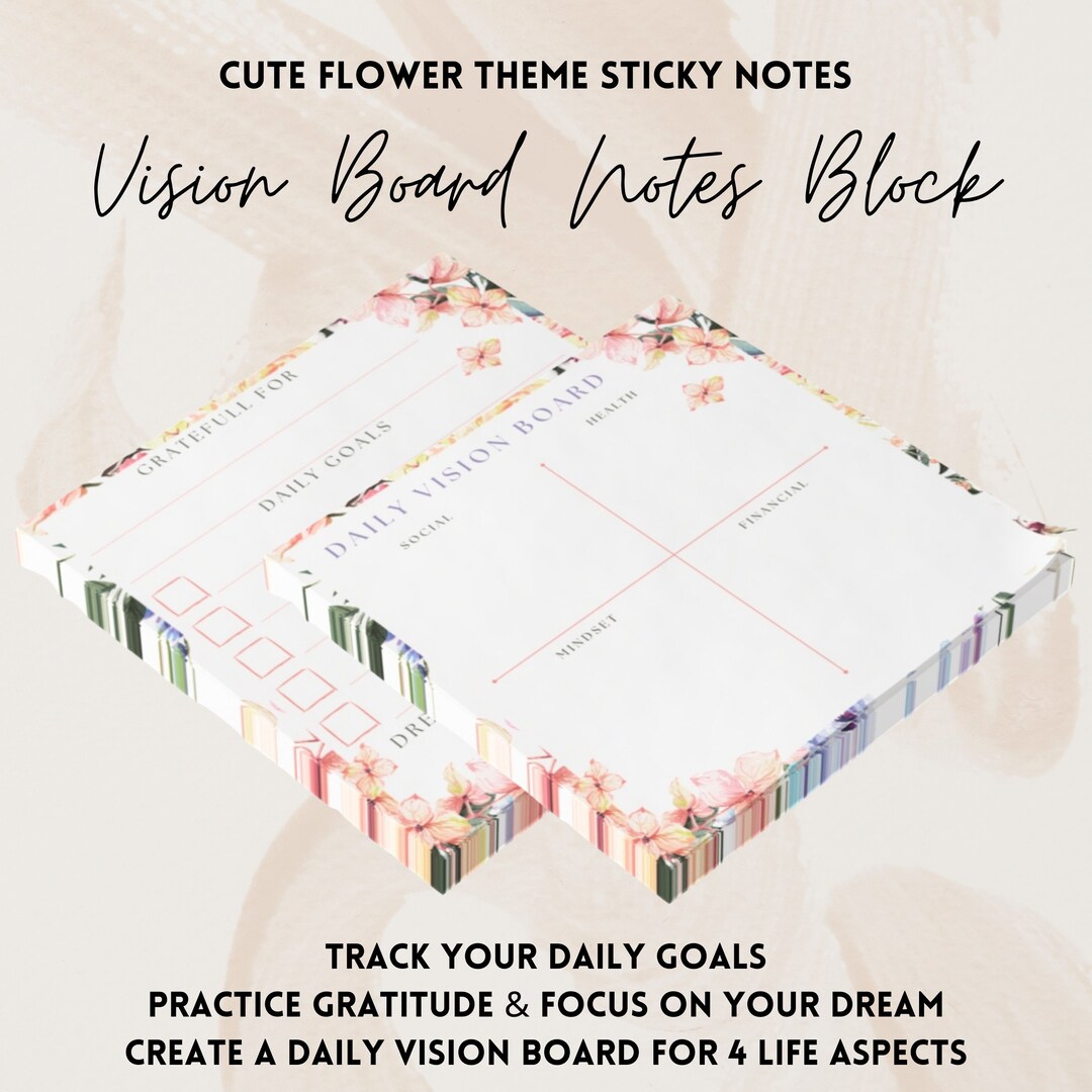 Sticky Notes 2024, Daily Goals Noteblock, Daily Vision Board Notes ...