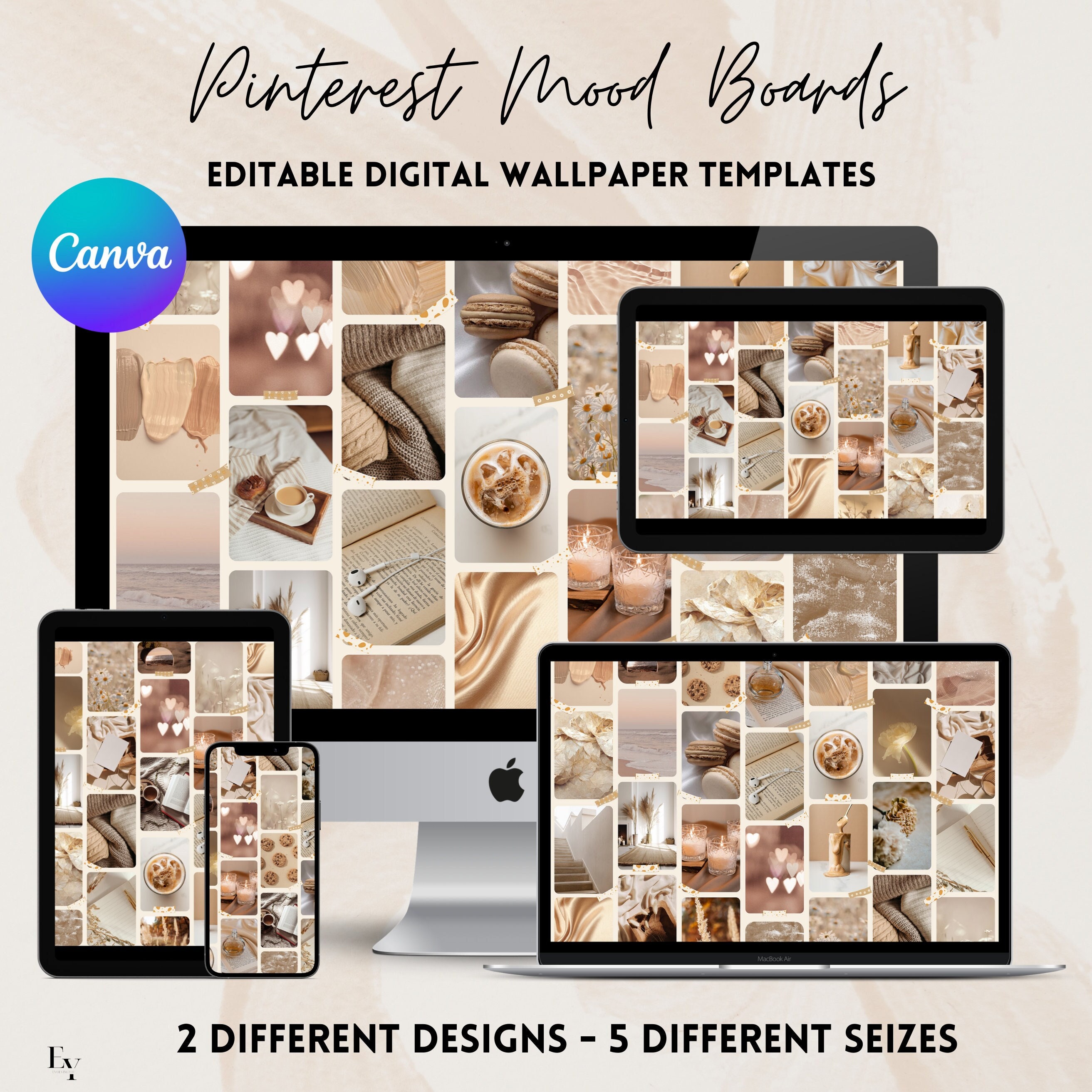 Pinterest Mood Boards, Editable Canva Vision Board, 2024 Dream Board ...