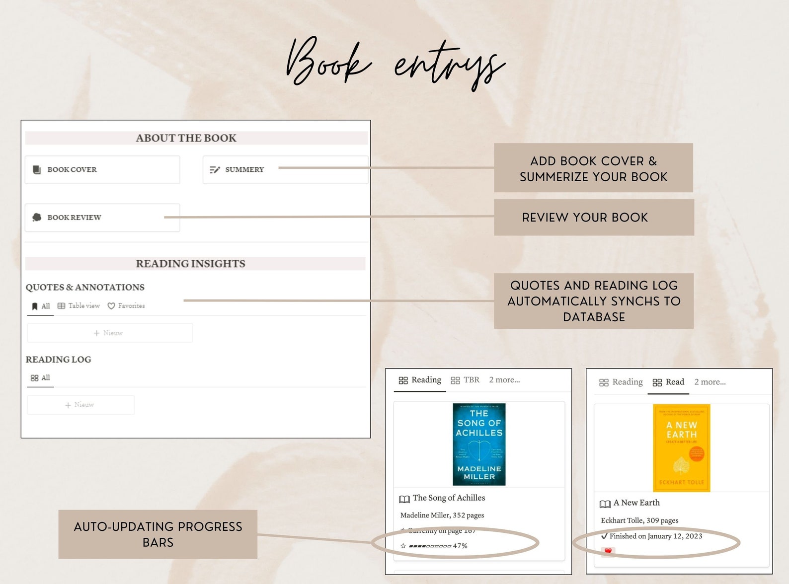 2024 Digital Notion Reading Tracker Template I Reading Log Journal I Digital Library I Aesthetic ...