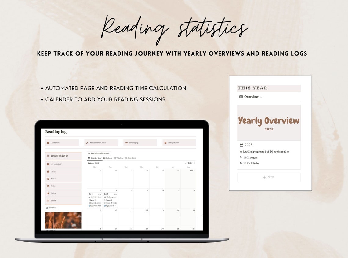 2024 Digital Notion Reading Tracker Template I Reading Log Journal I Digital Library I Aesthetic ...