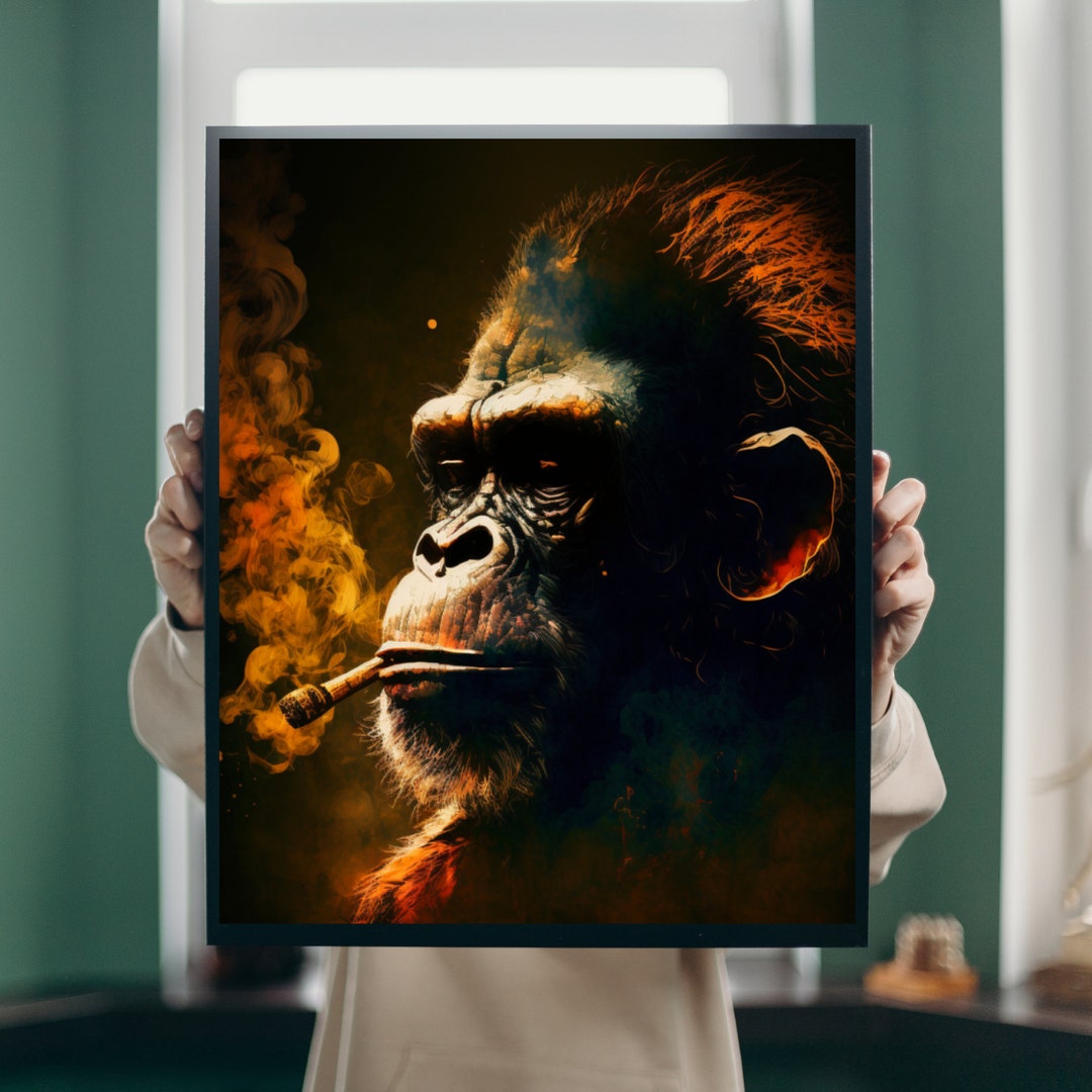 Cigar-smoking Monkey Art Print Unique Home Decor Wall Art - Etsy