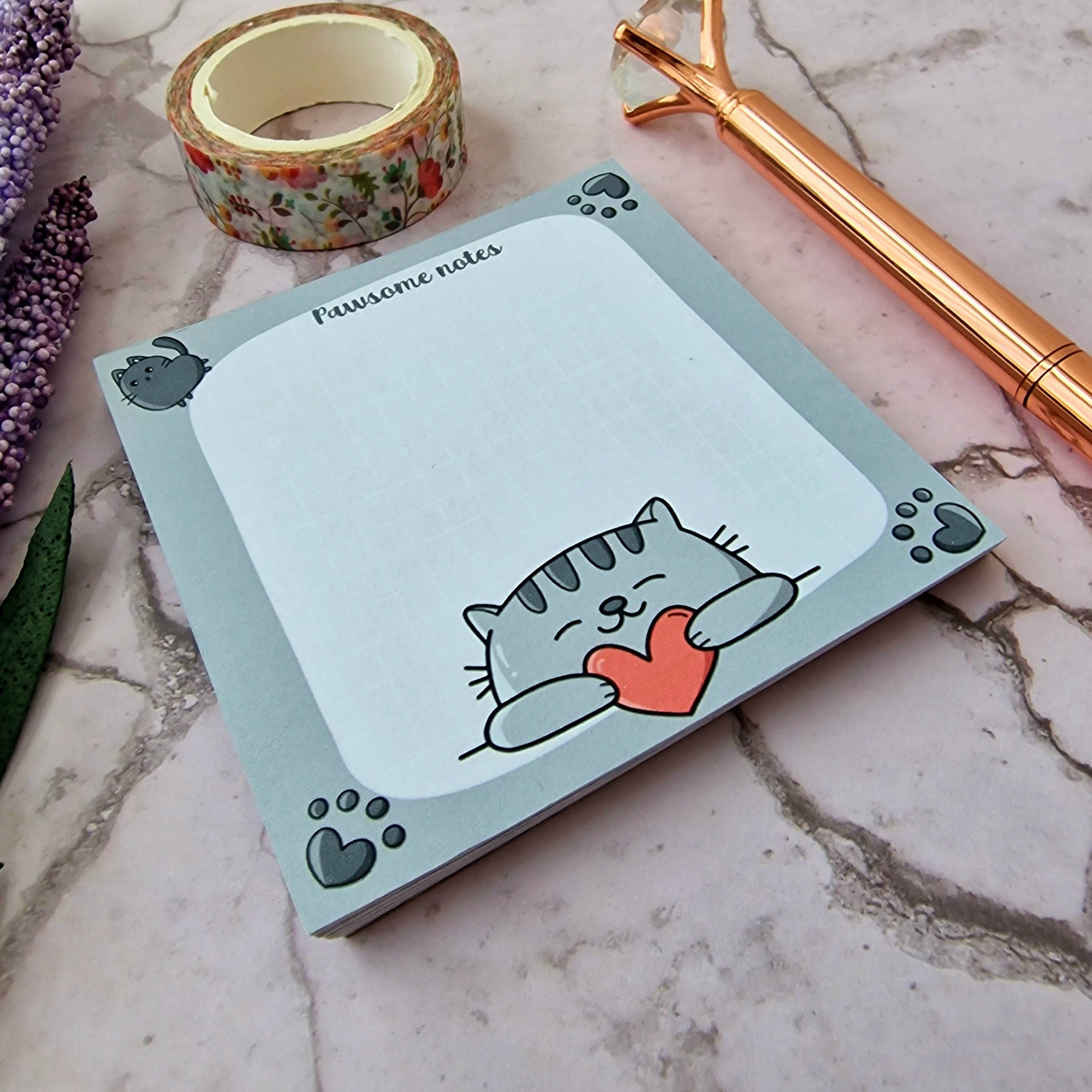 Kawaii Cat Note Pad, 3inch Memo Pad, Cat Stationery, Cat Memo Sheets ...