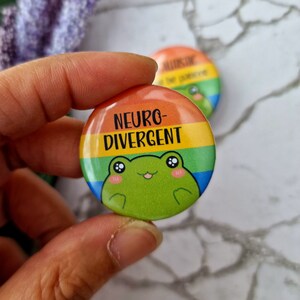 Frog Autism Button Pin, Awareness Badge Pin, Neurodivergent Button Pin ...