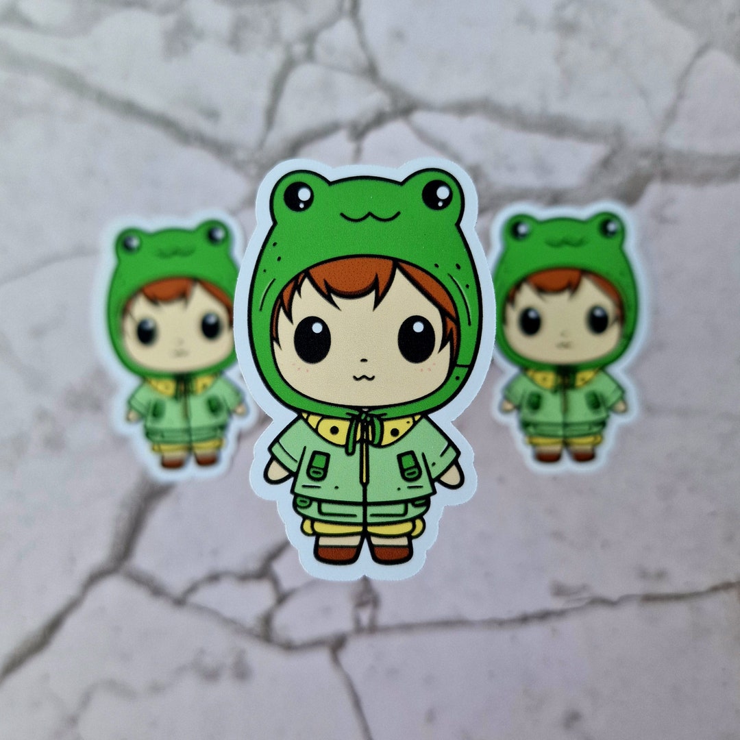 Kawaii Chibi Vinyl Stickers, Chibi Frog Hat Sticker, Deco Sticker ...