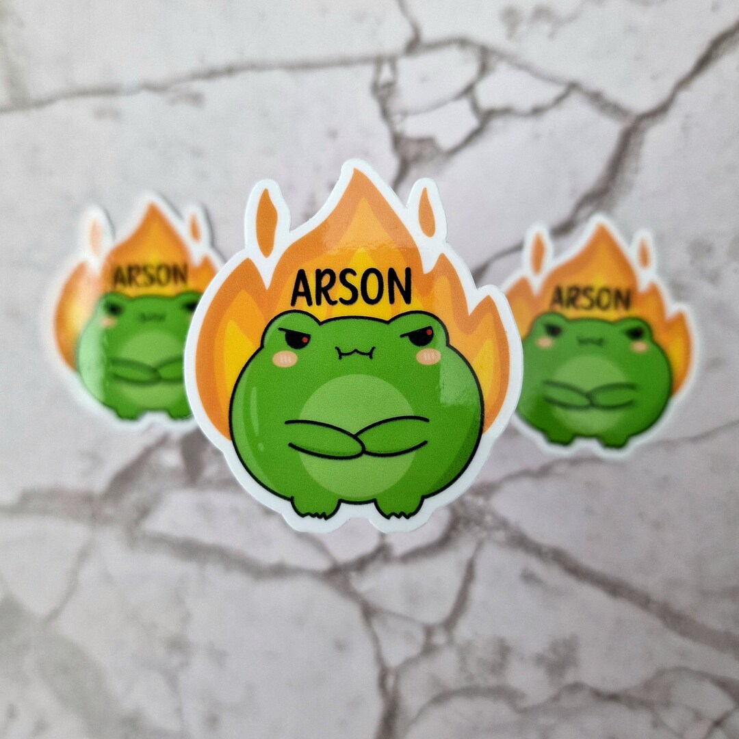 Kawaii Frog Vinyl Stickers, Fire Arson Frog Sticker, Deco Stickers ...