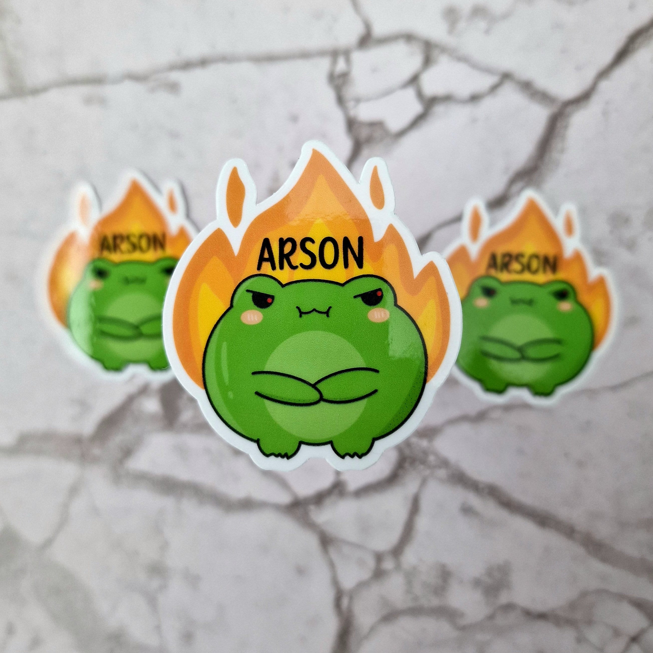 Kawaii Frog Vinyl Stickers, Fire Arson Frog Sticker, Deco Stickers ...