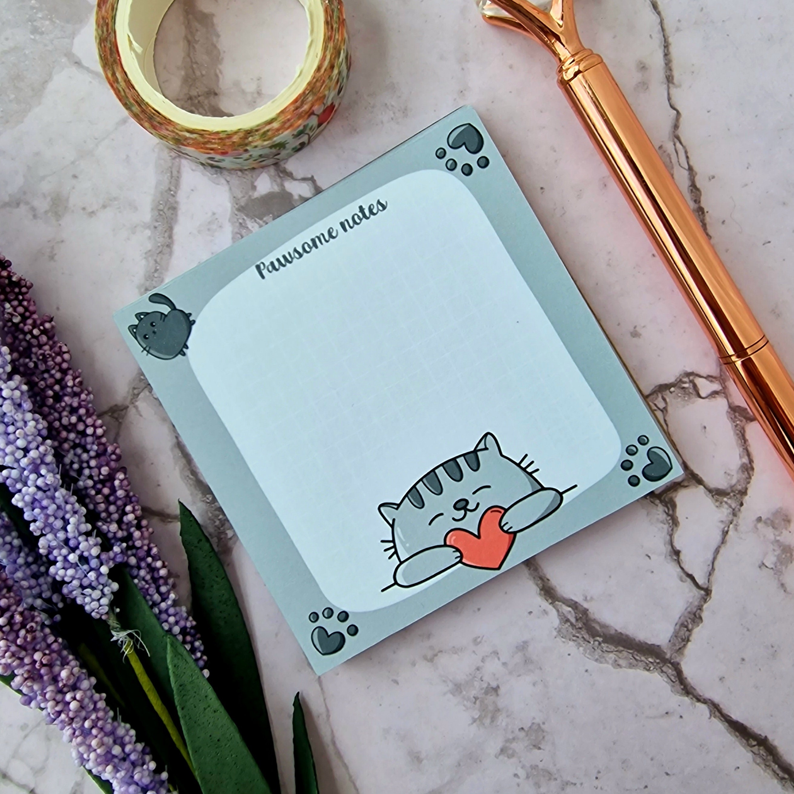 Kawaii Cat Note Pad, 3inch Memo Pad, Cat Stationery, Cat Memo Sheets ...
