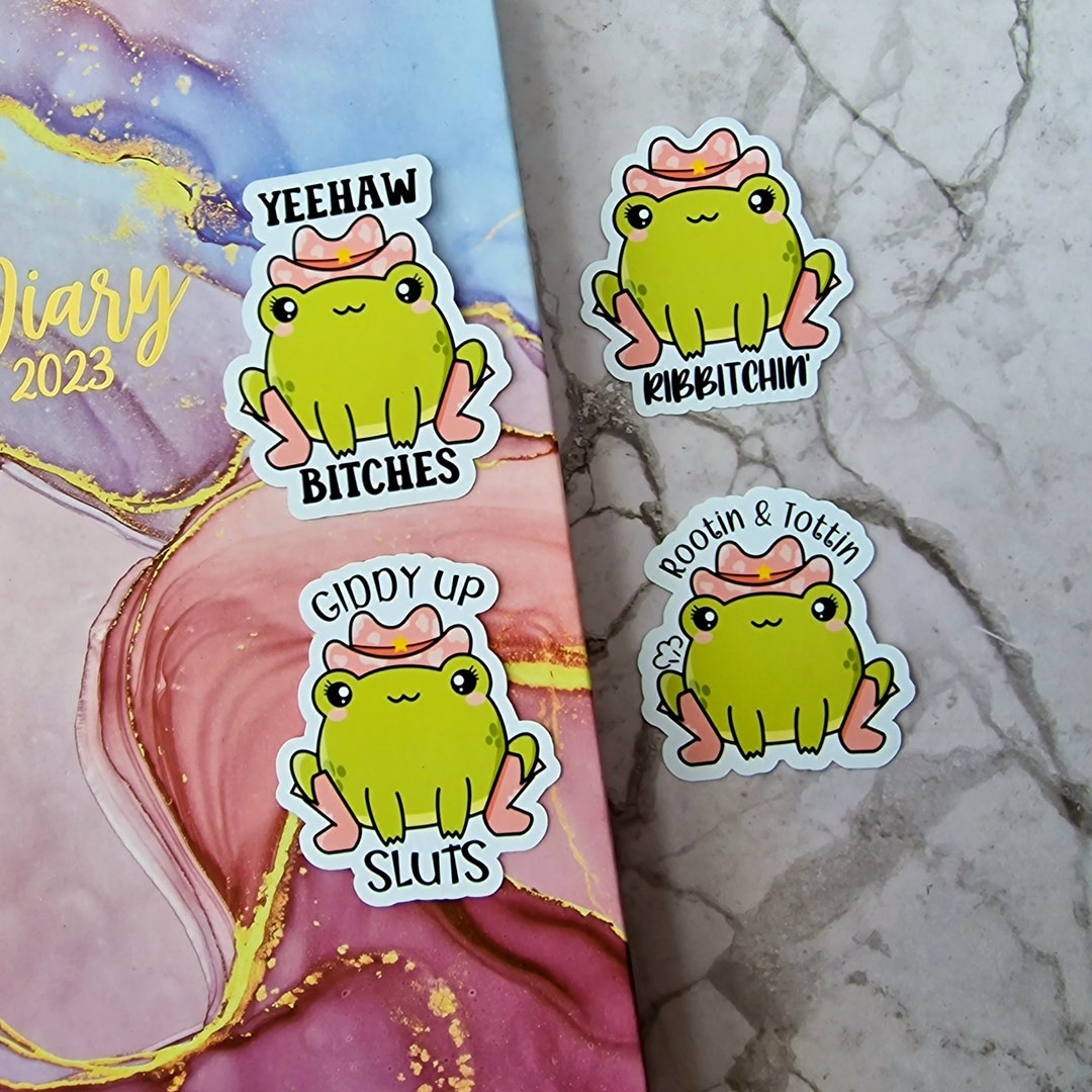 Kawaii Cowboy Frog Vinyl Stickers, Cute Funny Frog Stickers, Deco ...
