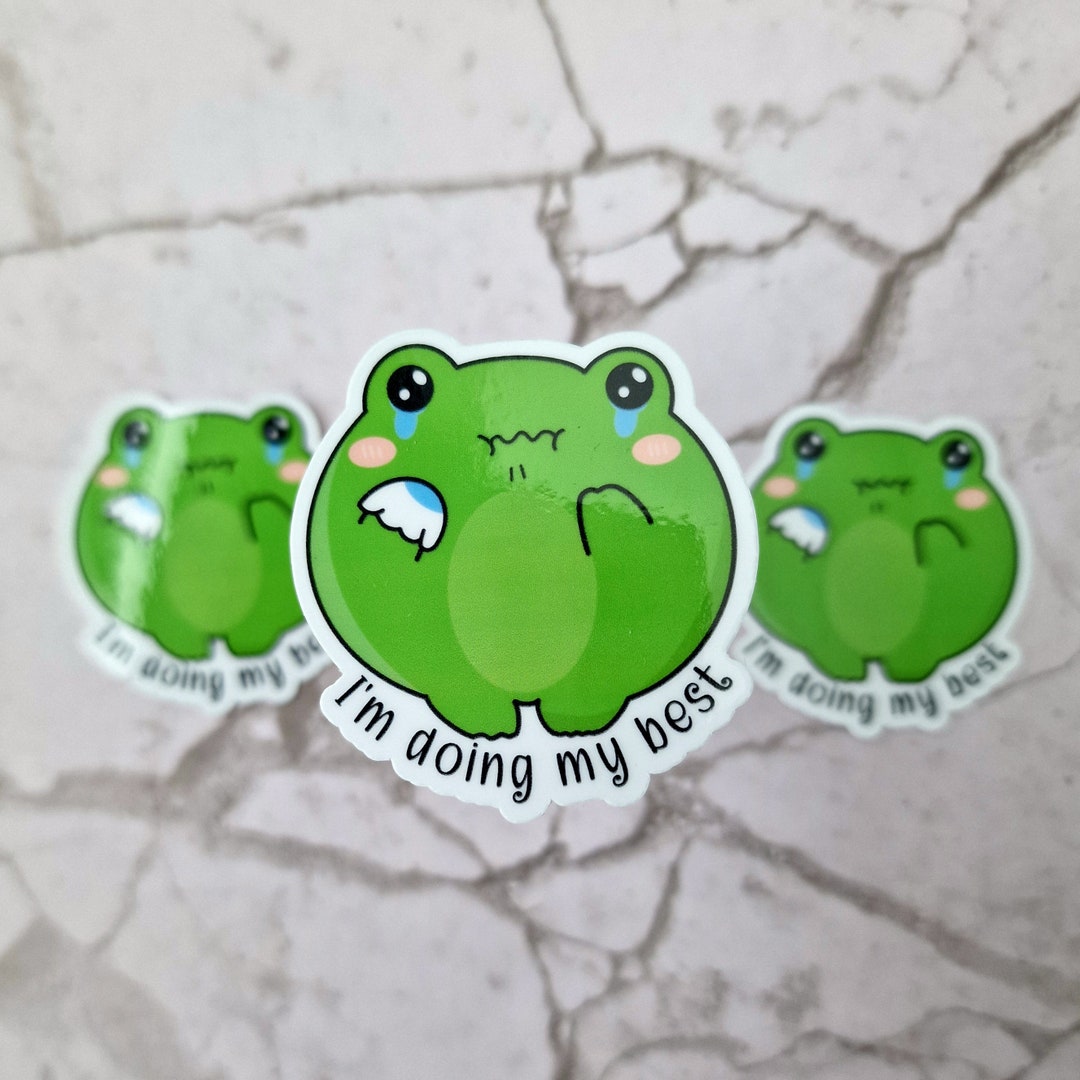 Kawaii Frog Vinyl Sticker, Crying Frog Sticker, Deco Stickers, Doing My ...