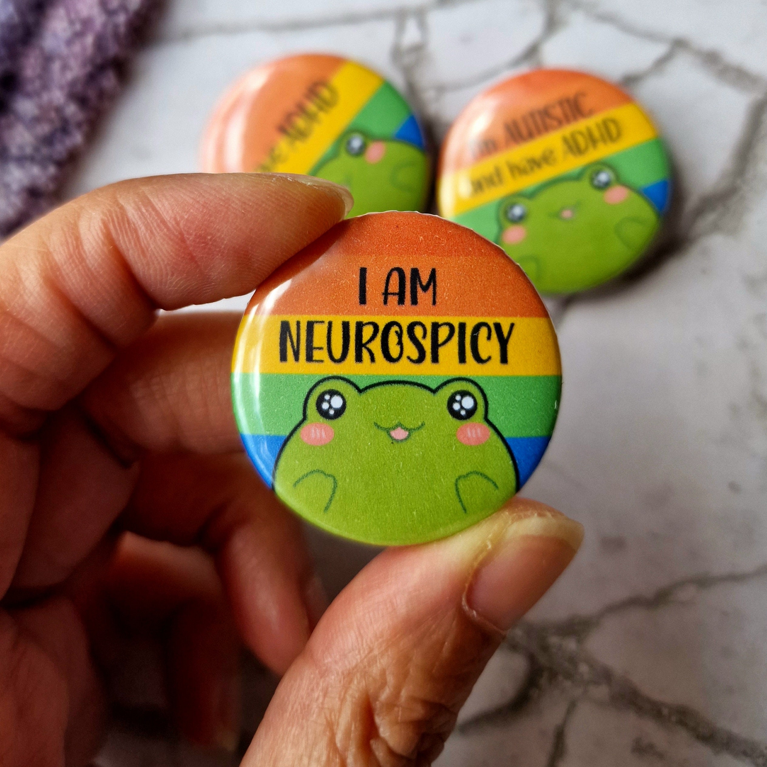 Frog Autism Button Pin, Awareness Badge Pin, Neurodivergent Button Pin ...