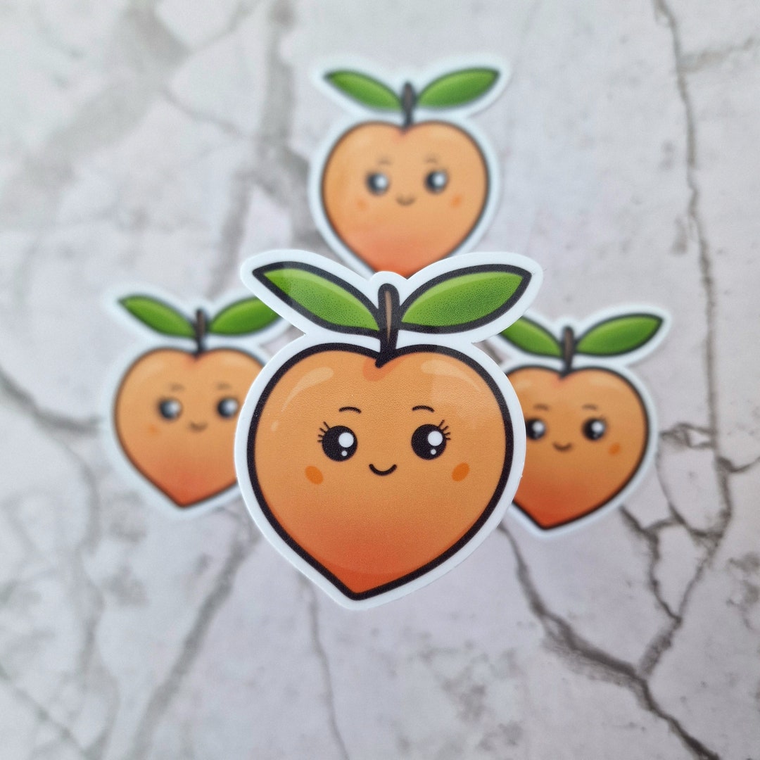 Kawaii Peach Vinyl Stickers, Peachy Stickers, Fruit Deco Sticker ...