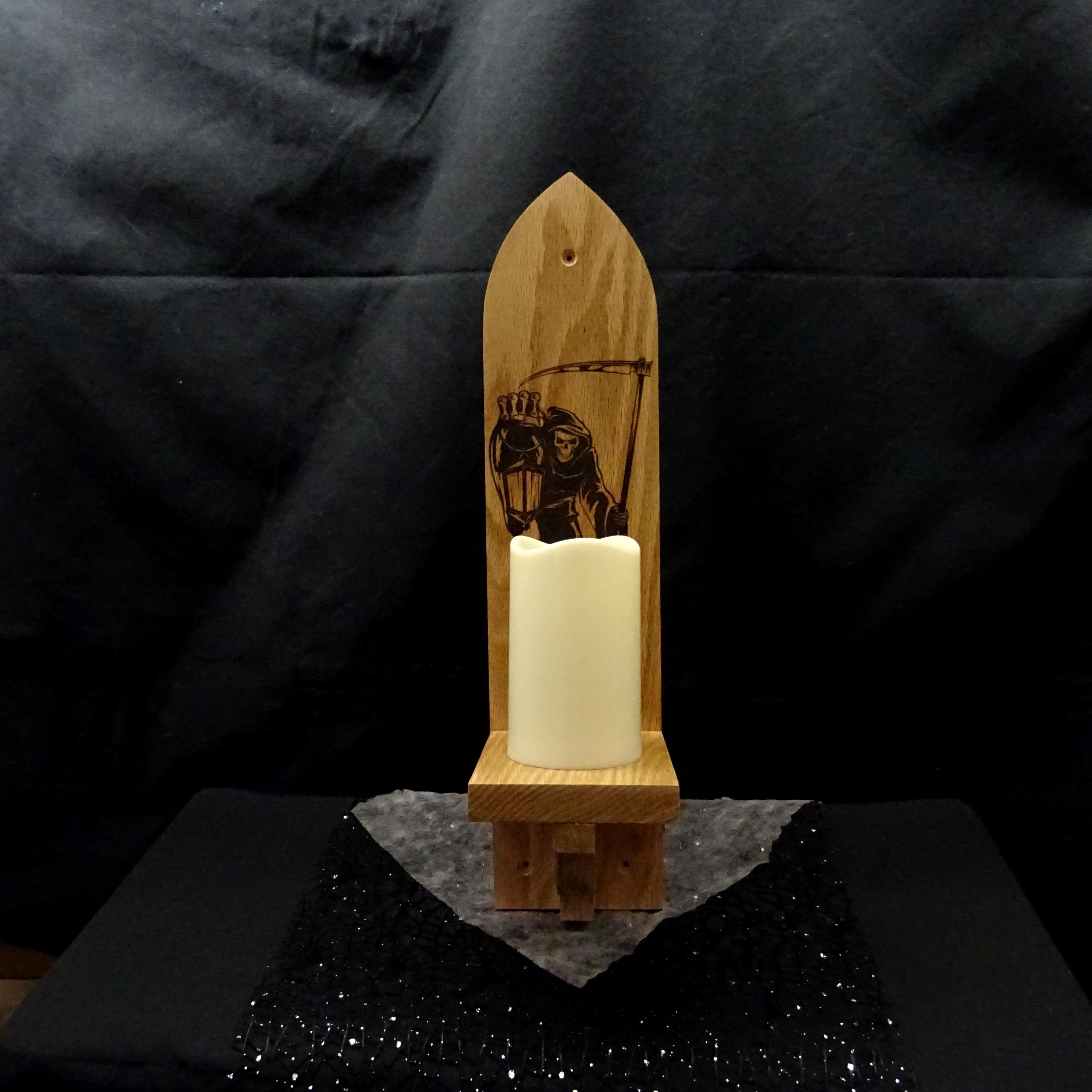 Grim Reaper Oak Wall Sconce - Large Heavy Weight Decorative Unique ...