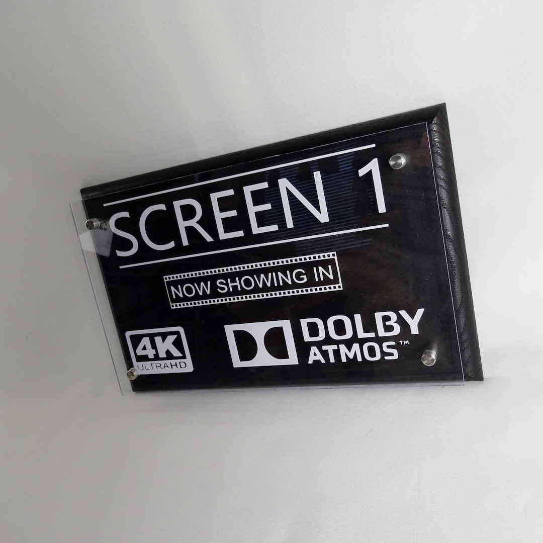 Home Cinema Stand off Sign - Screen 1 - Real Solid White Oak. Wall ...