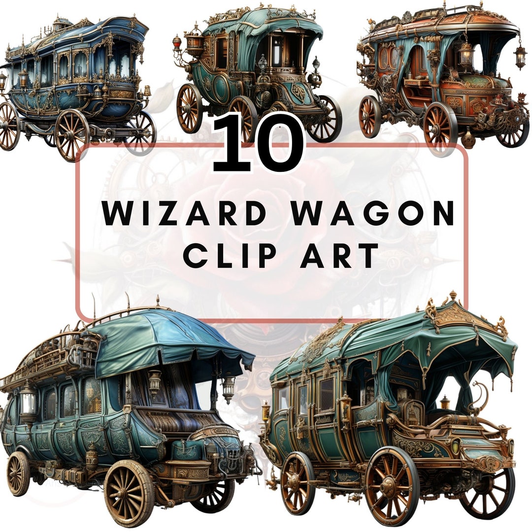 Wizard Wagon Clip Artwizard Caravan PNG Wizardsfantasy - Etsy