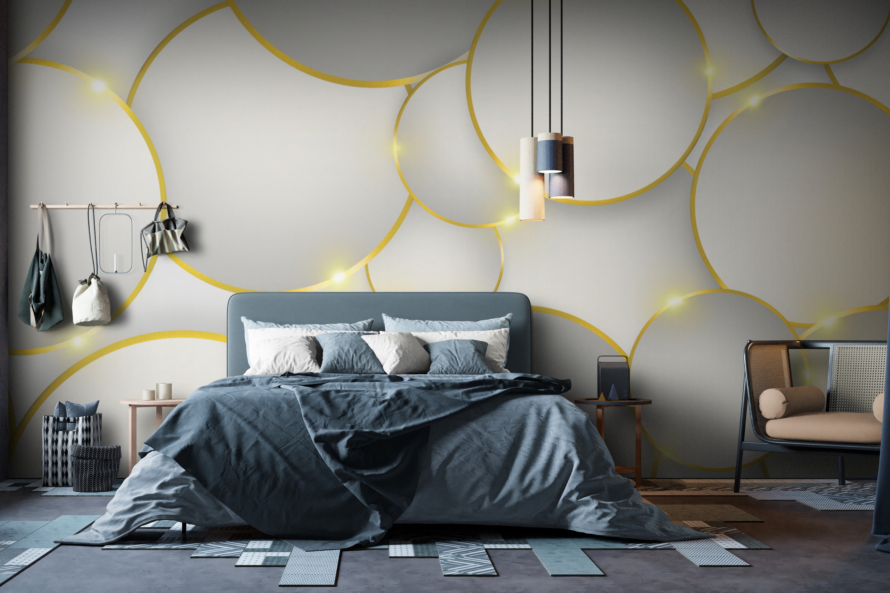 Gold Circle Wallpaper / Gold Pattern Wall Fabric / Gold Circle - Etsy