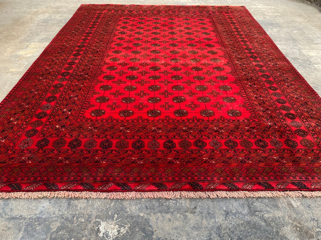 Vintage Mouri Gul Afghan Turkmen Tribal Handmade Carpet/ 7x9 Ft/ High ...