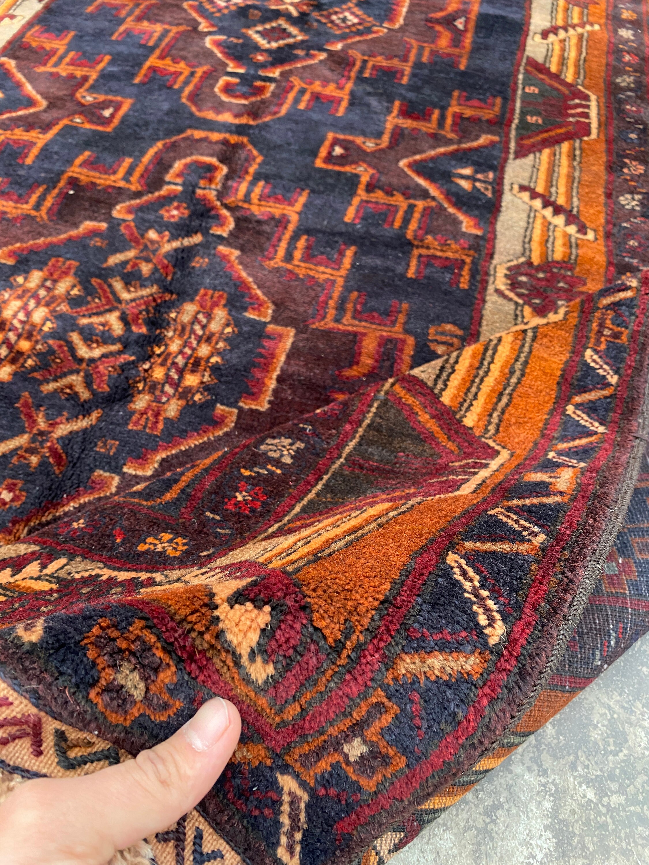 High Piles/5x9 Ft/vintage Afghan Balochi Tribal Oriental Rug/navy Blue ...