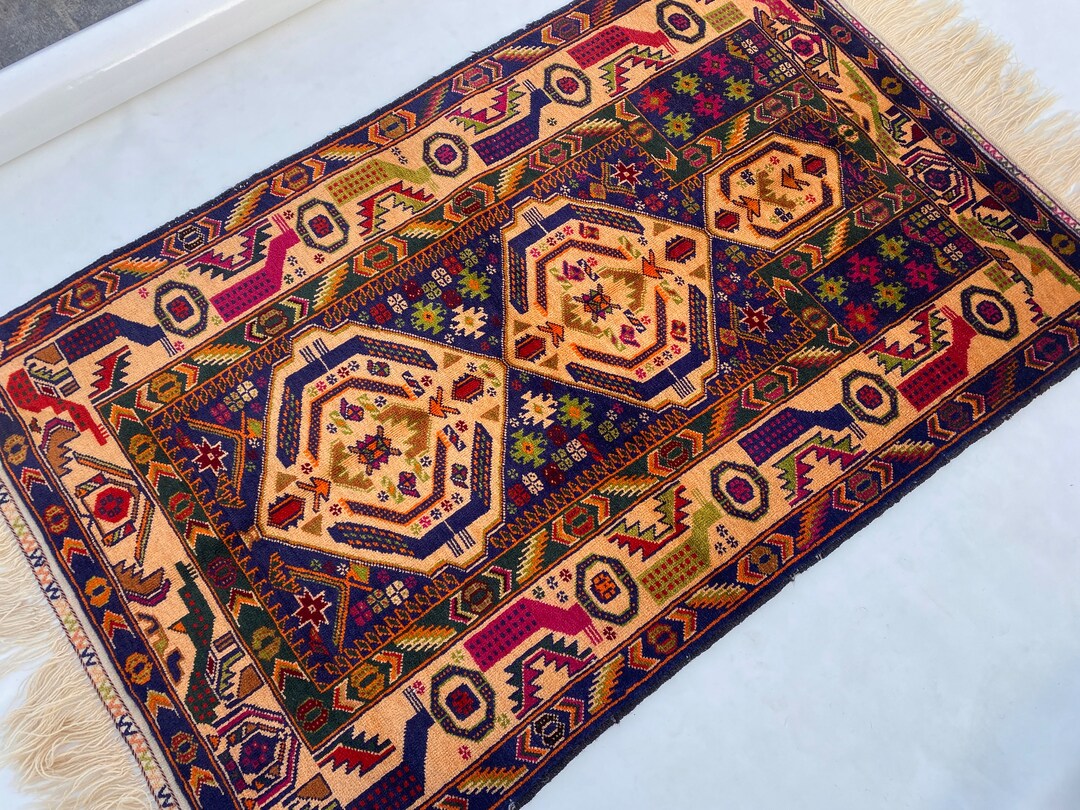 Antique Prayer Rug 5x3 Ft/high Piles Soft Baluchi Afghani Rug/natural ...