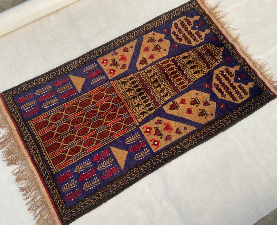 Balochi Vintage Rug 2.7x4.6 Ft Afghan Oriental Rug/ Hand Knotted Rug ...