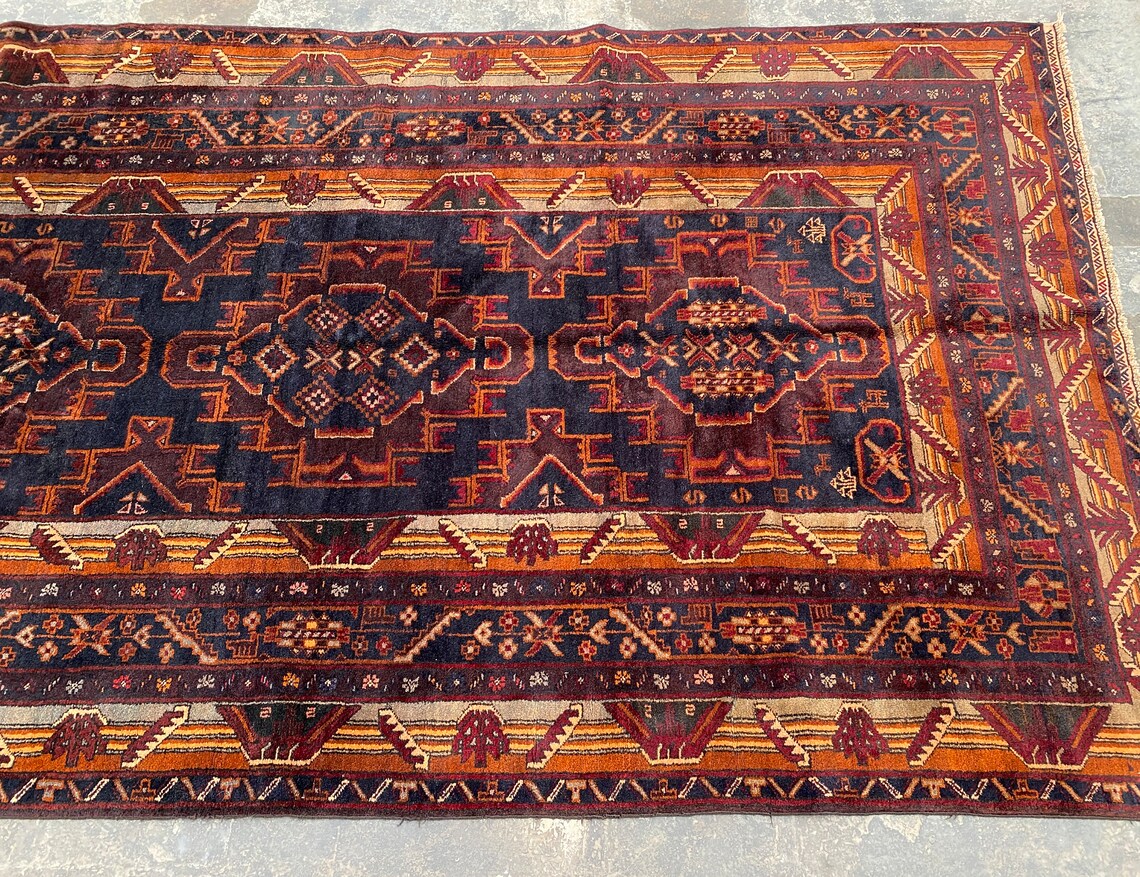 High Piles/5x9 Ft/vintage Afghan Balochi Tribal Oriental Rug/navy Blue ...